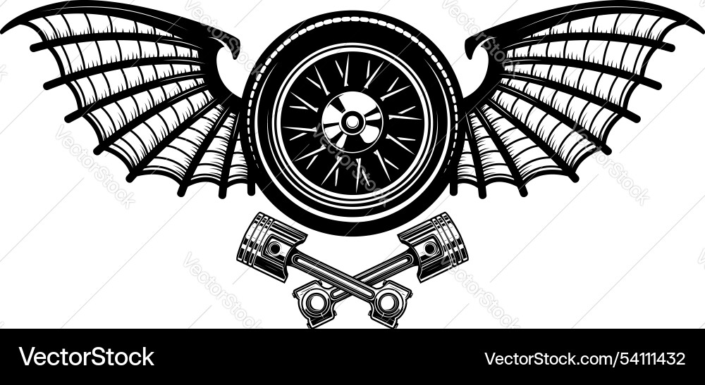 Black and white winged wheel isolated Royalty Free Vector