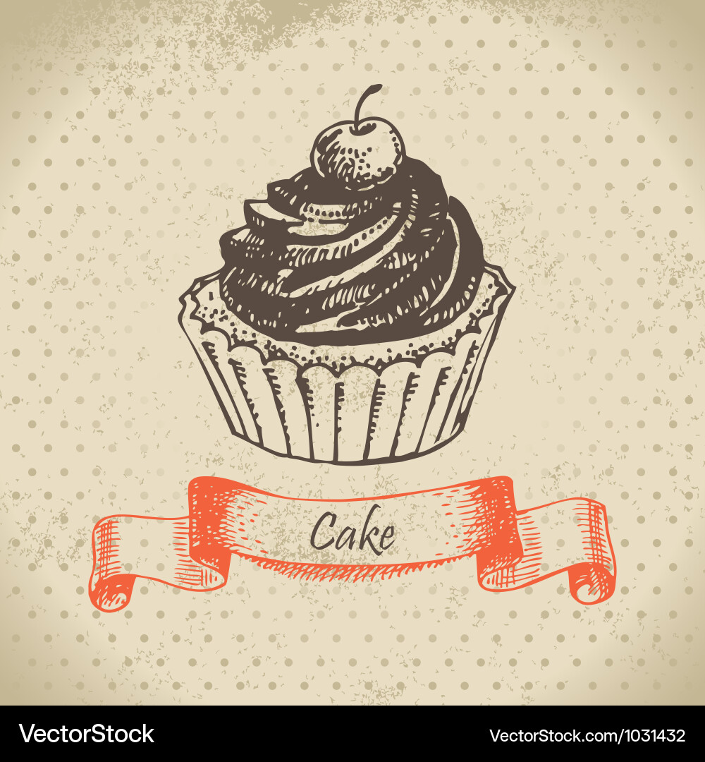 Cake hand drawn Royalty Free Vector Image - VectorStock