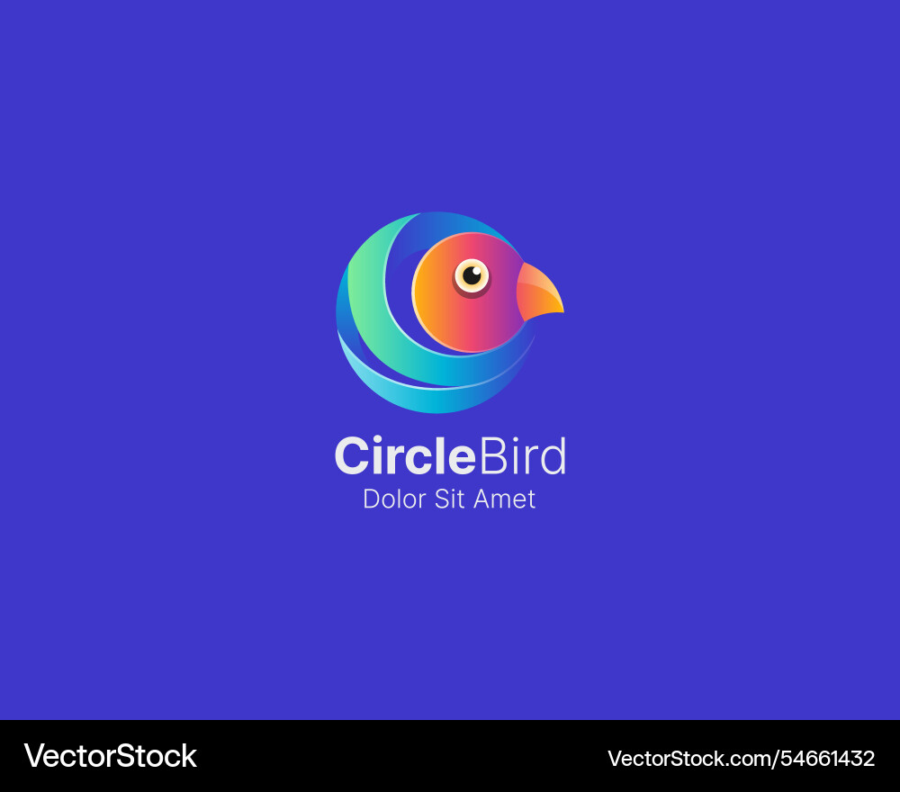 Colorful circle with cute bird logo Royalty Free Vector