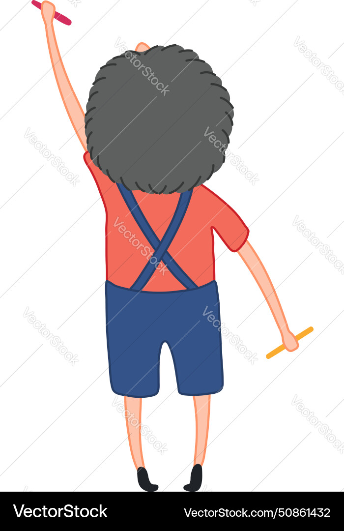 Cute boy drawing with crayons hand drawn cartoon Vector Image