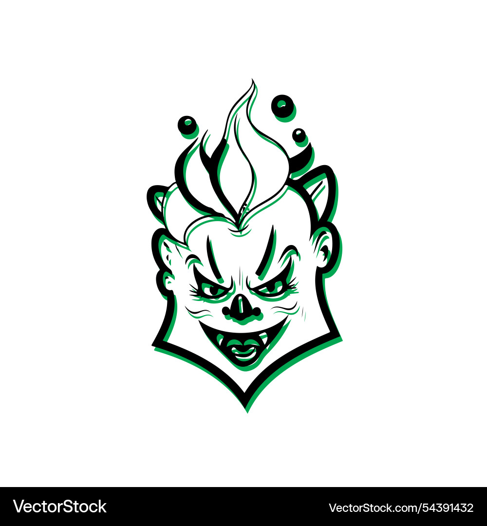 Evil green cartoon monster head concept Royalty Free Vector