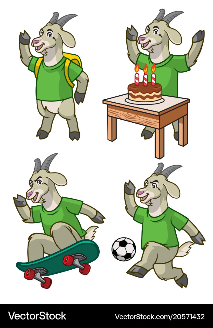 Goat cartoon set Royalty Free Vector Image - VectorStock