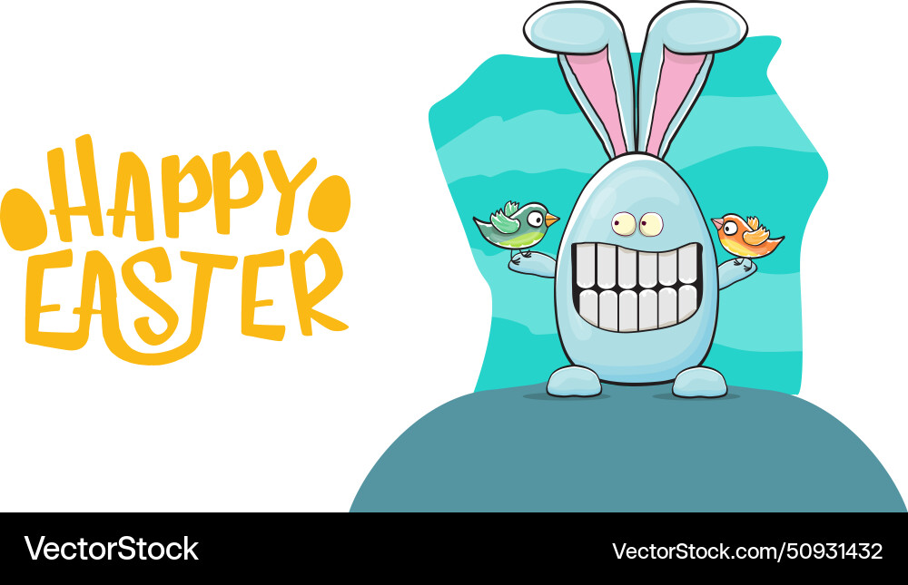 Happy easter greeting card with funny cartoon Vector Image