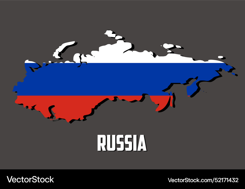 Russian flag with map of russia Royalty Free Vector Image