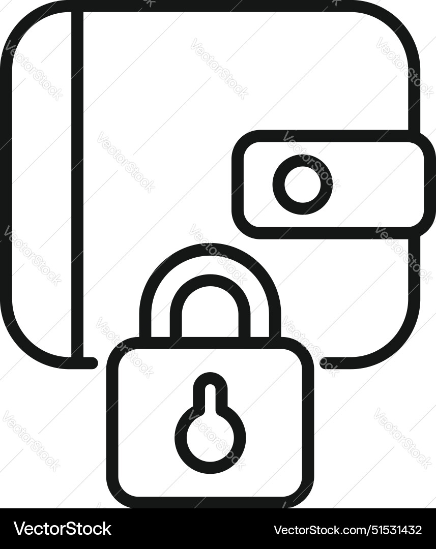 Wallet security icon with lock protecting money Vector Image