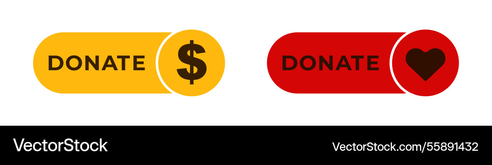 Yellow and red donate buttons with dollar Vector Image