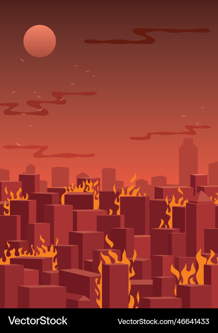 City on fire Royalty Free Vector Image - VectorStock