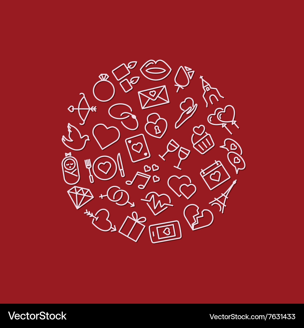 Love icons in circle Royalty Free Vector Image