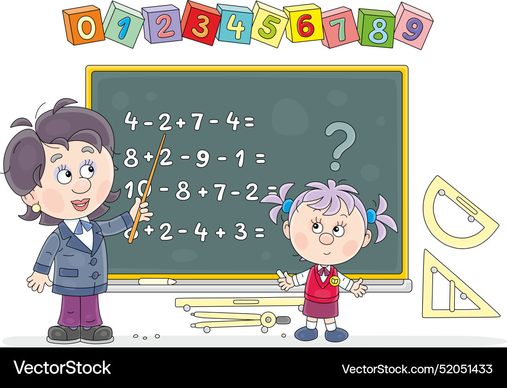 Mathematics lesson in primary school Royalty Free Vector