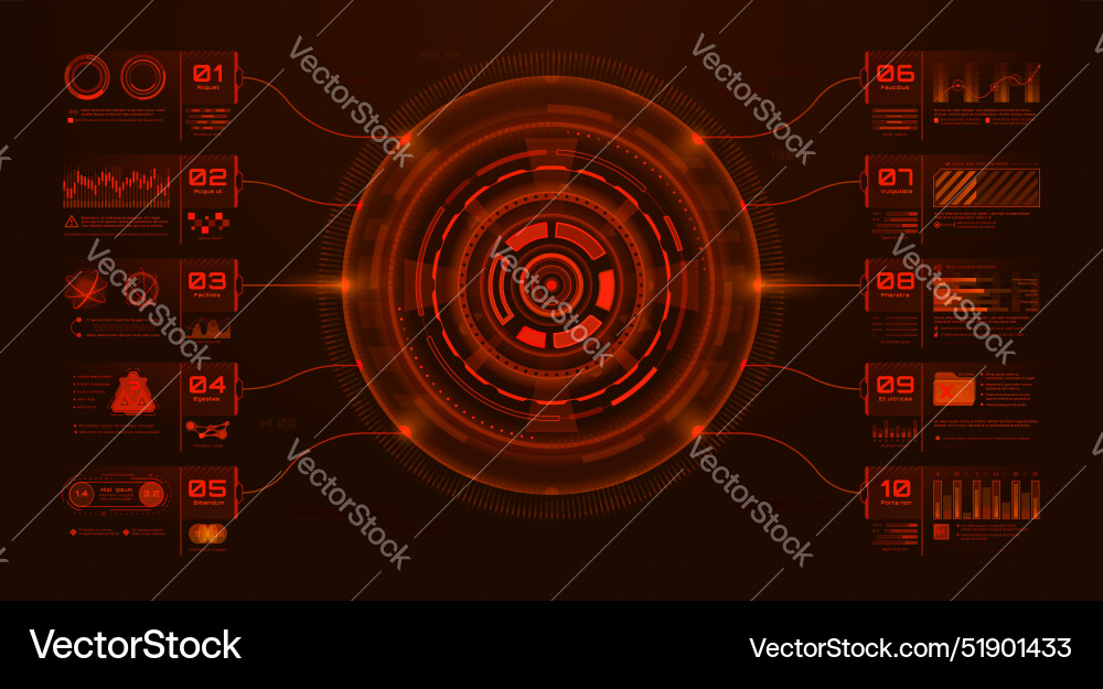 Red hud infographics futuristic high-tech Vector Image