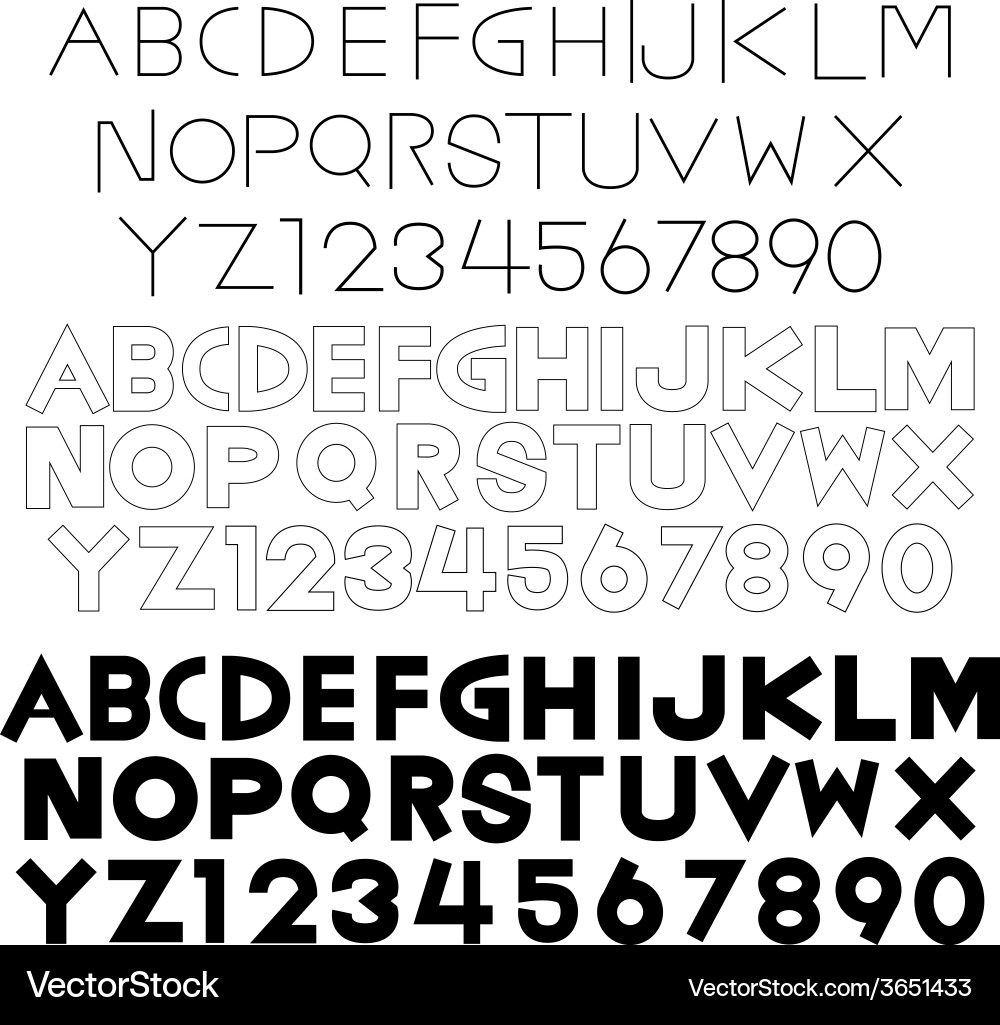 Satz von Alphabet Schriftarten und Zahlen Vektorbild