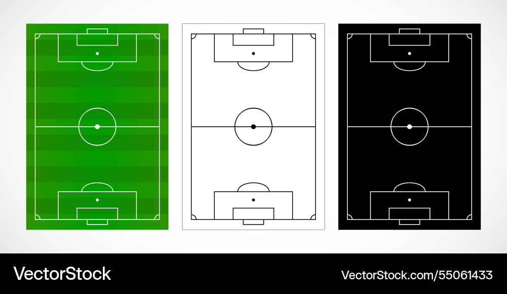 Soccer Field Layouts - Green, White, Black Vector Image