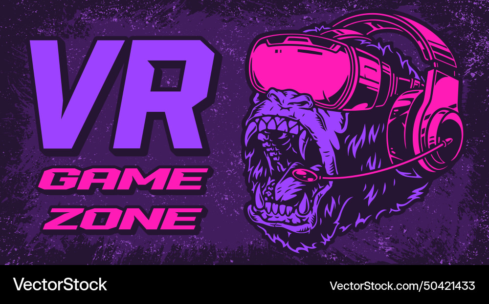 Vr game zone colorful banner Royalty Free Vector Image
