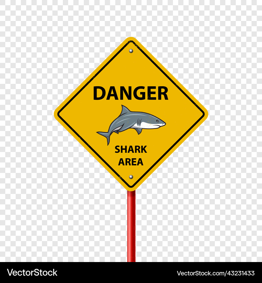 Yellow shark sighting sign isolated Royalty Free Vector