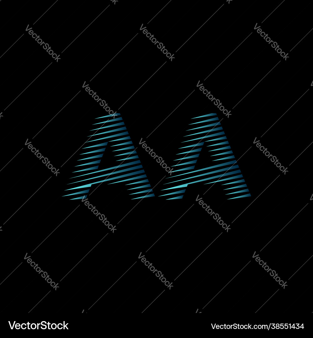 Aa monogram lines style blue light Royalty Free Vector Image