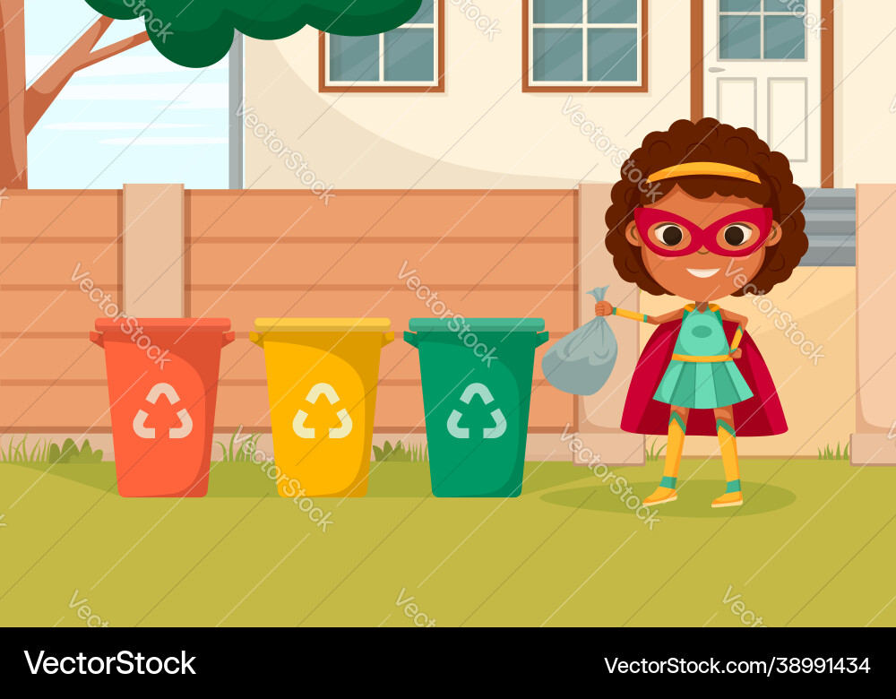 Cartoon colored kids superheroes composition Vector Image