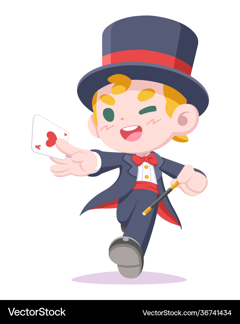Cute style magician cartoon Royalty Free Vector Image
