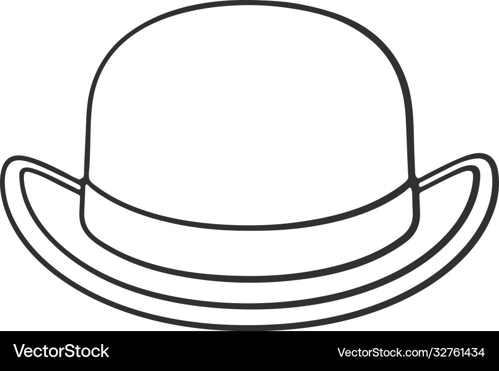 Doodle retro bowler hat front view Royalty Free Vector Image