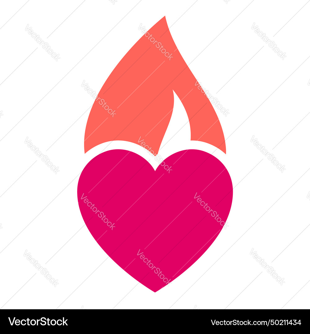 Fire flame icon hot heart symbol Royalty Free Vector Image