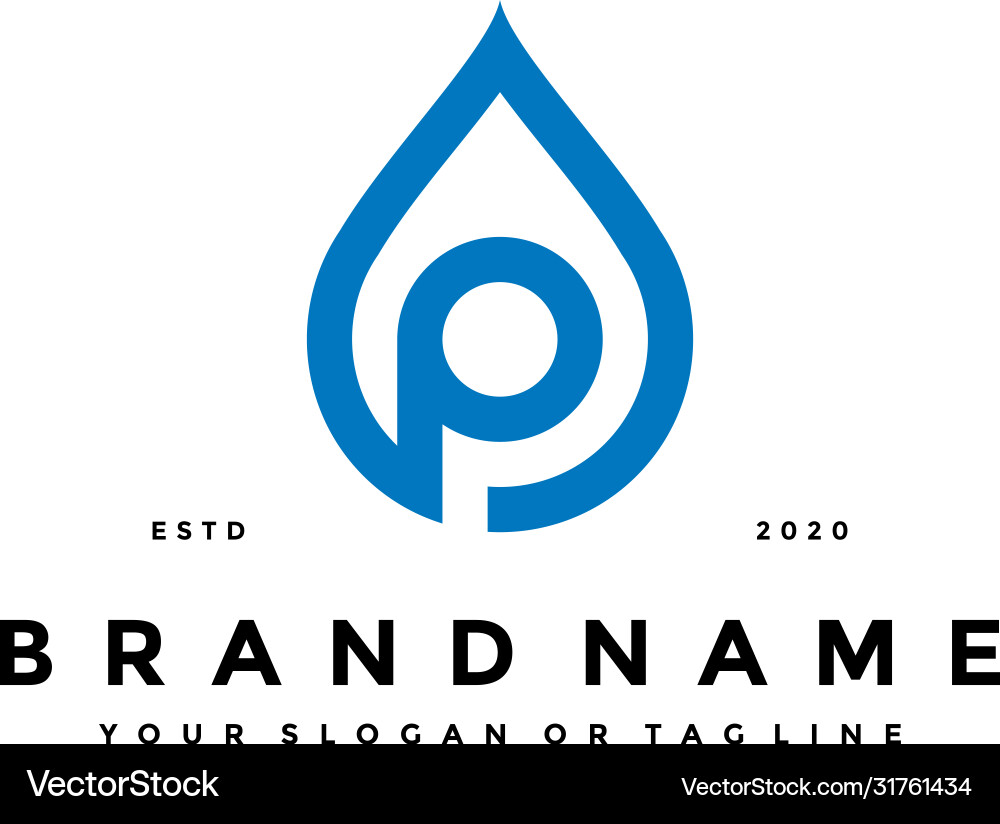 Letter p water drop logo design Royalty Free Vector Image