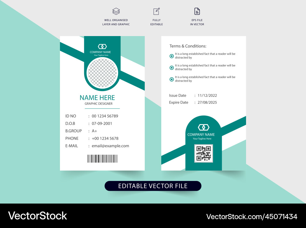 Minimalist id card design with creative geometric Vector Image