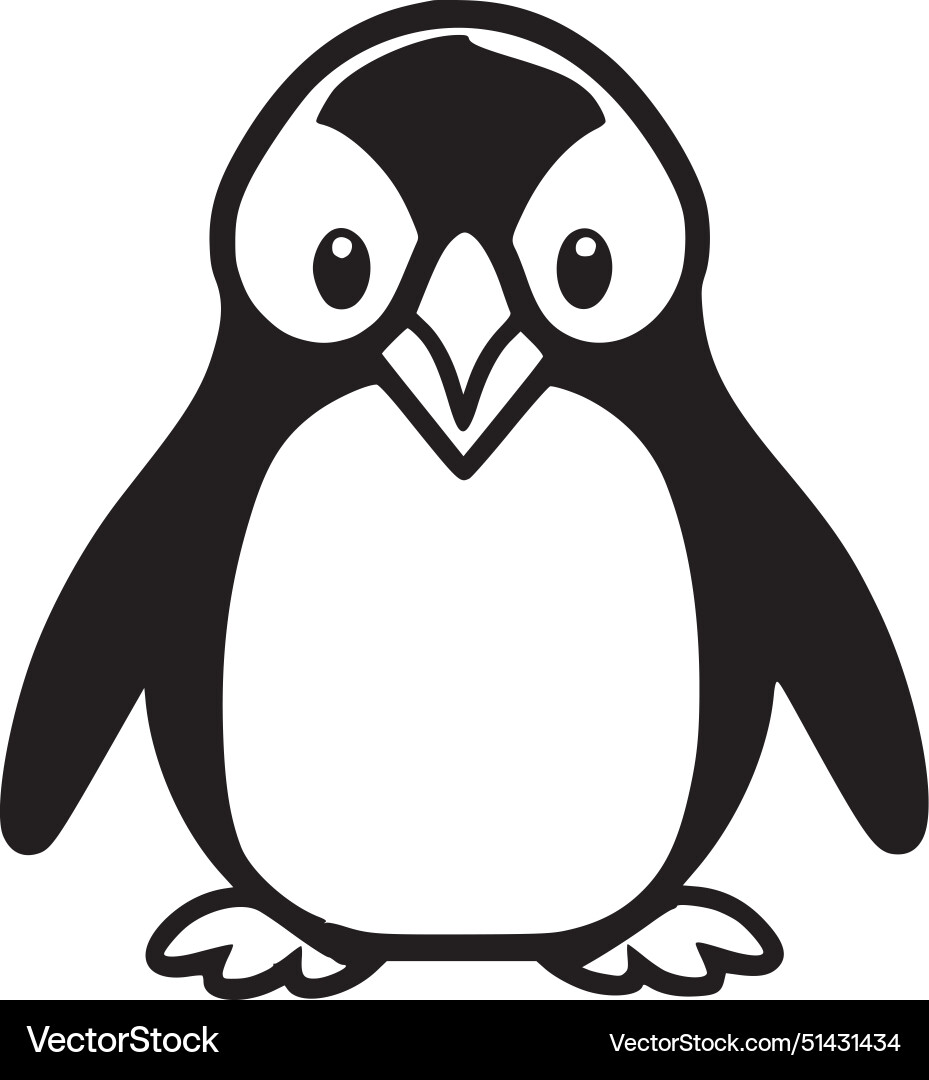 Penguin - black and white Royalty Free Vector Image