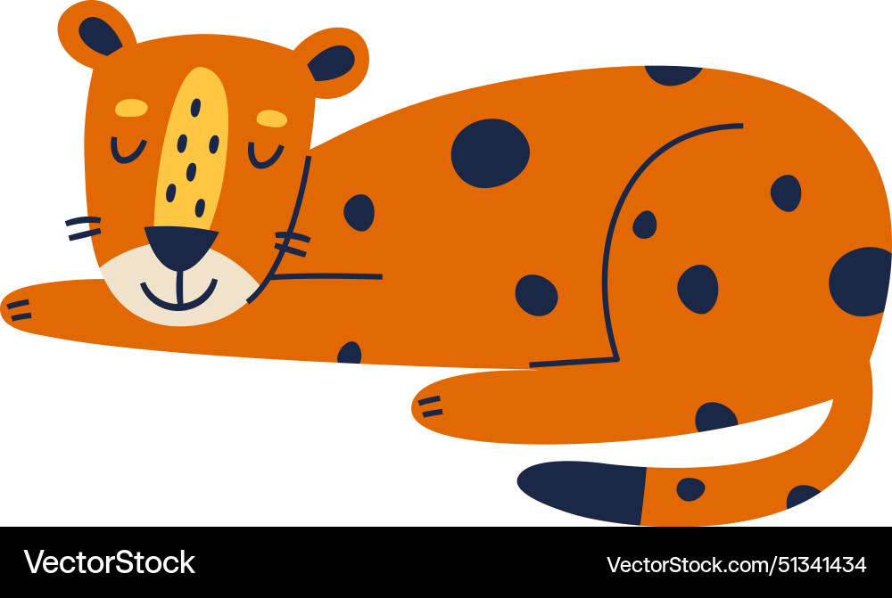 Sleeping leopard cartoon Royalty Free Vector Image
