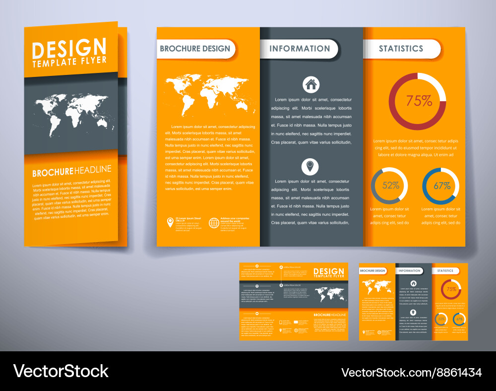 Template triple folding brochure design style Vector Image