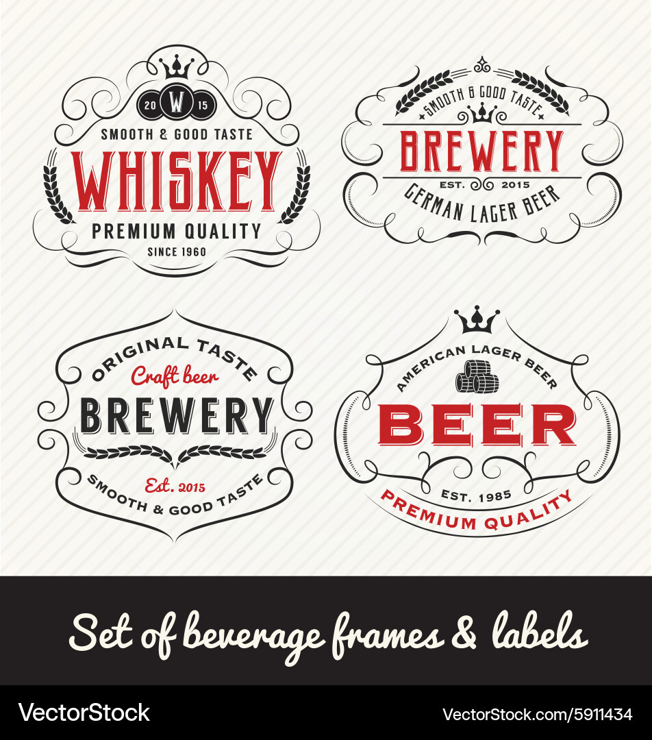 Vintage Beverage Labels & Frames Royalty Free Vector