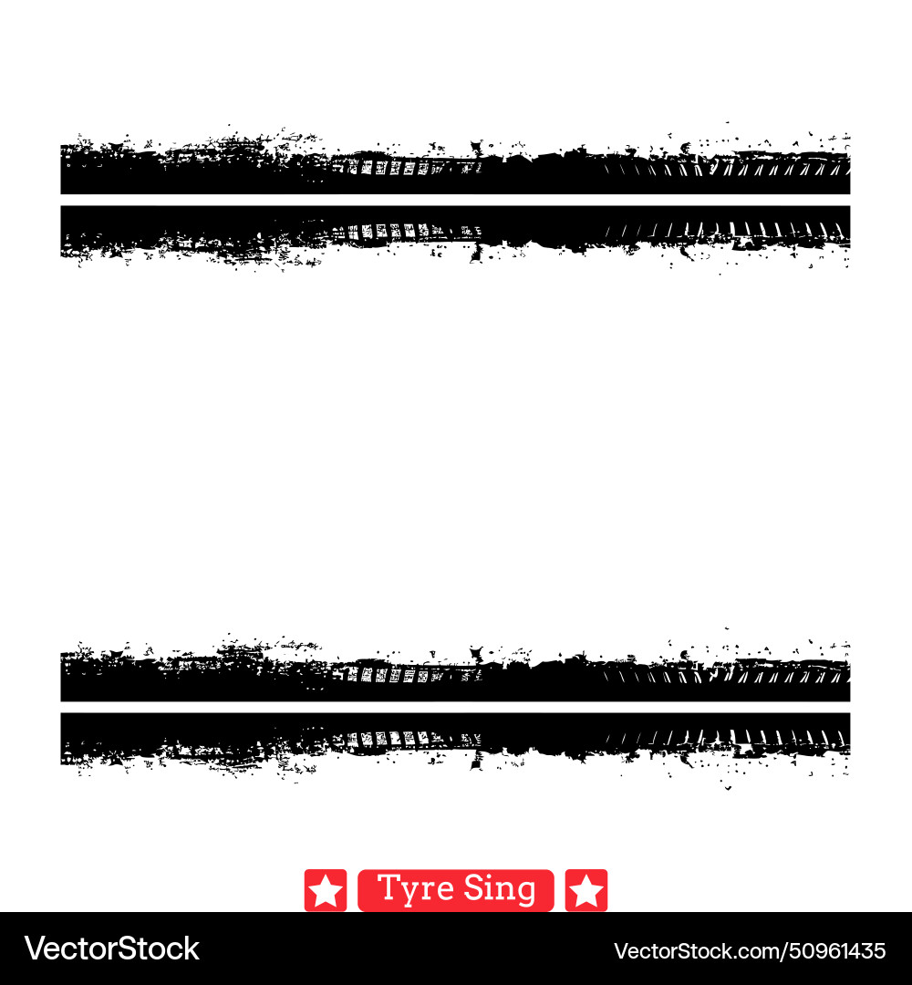 Car tyre imprints set roadway tread bundle Vector Image