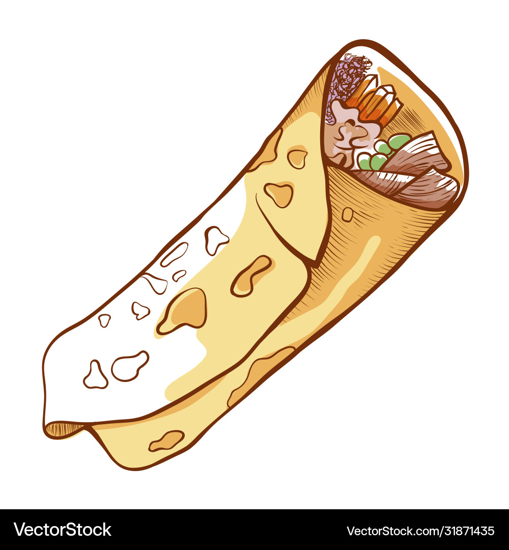 Chicken roll icon traditional tasty stuffed wrap Vector Image