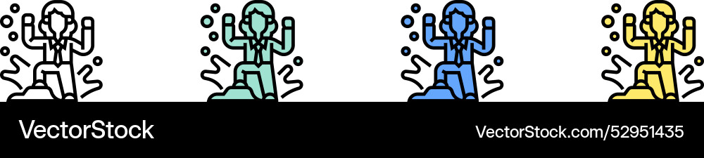 Commitment icon outline green blue and yellow Vector Image