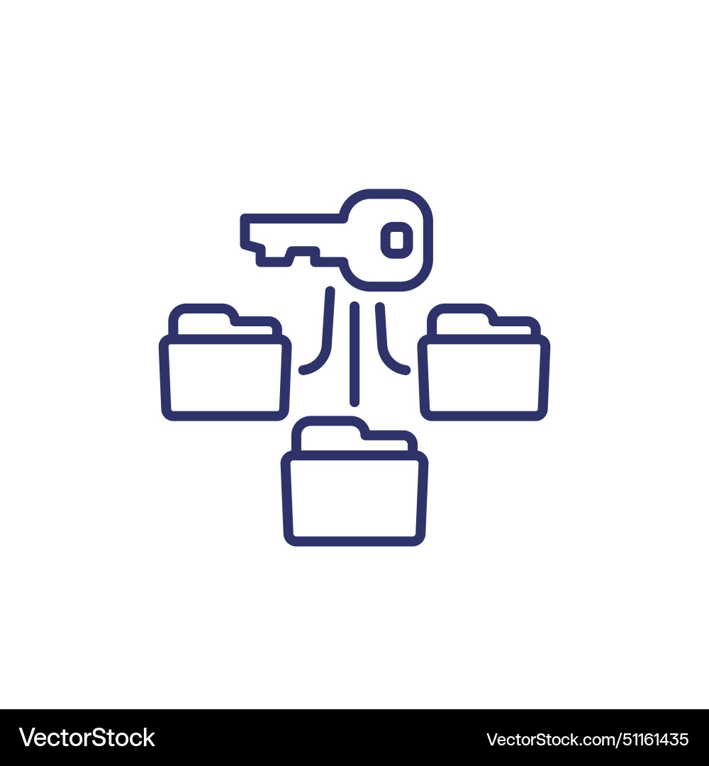 Folders and a key line icon Royalty Free Vector Image