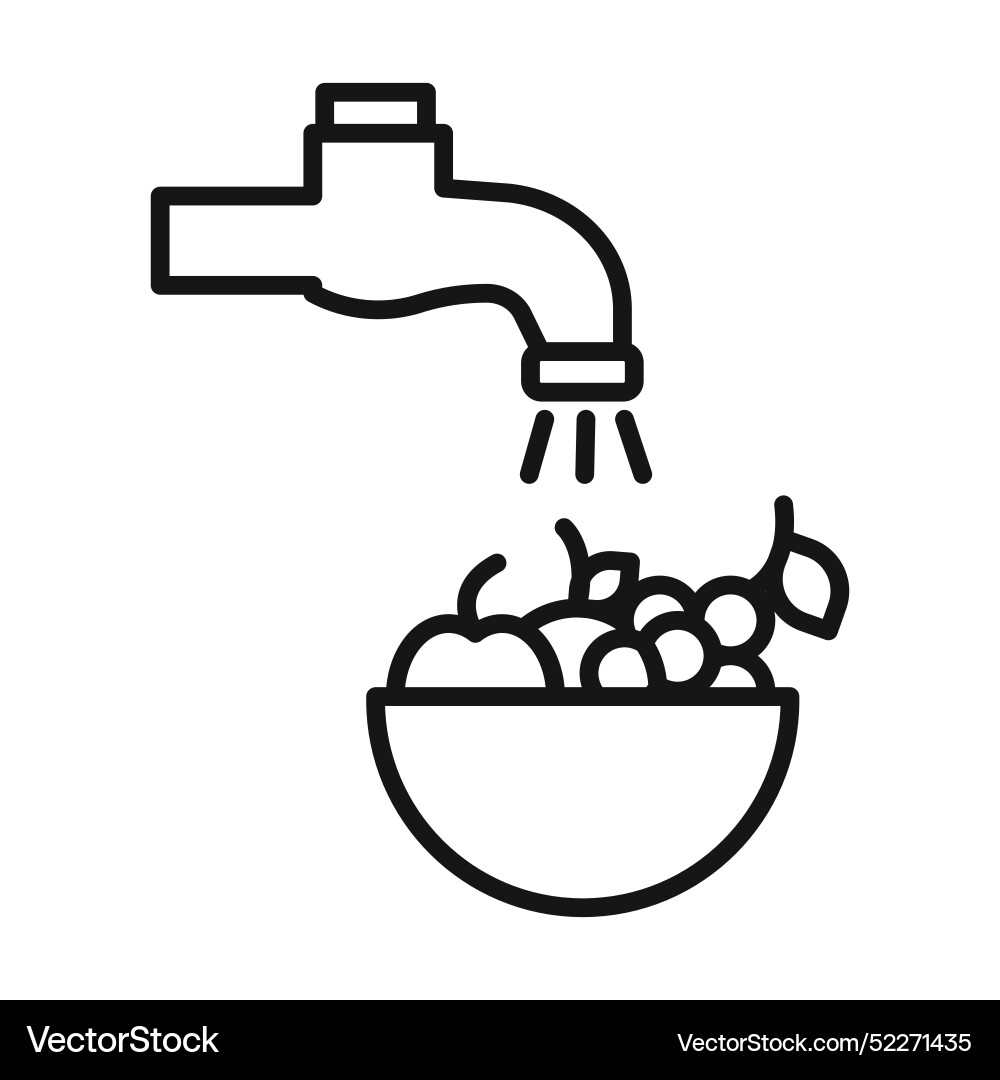 Fruits washing icon black line art logo Royalty Free Vector