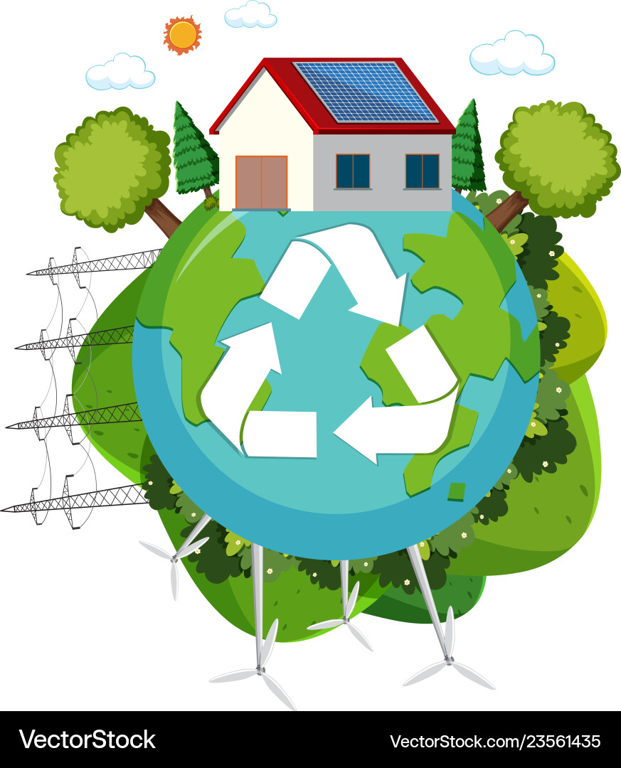 Green energy recycle logo Royalty Free Vector Image