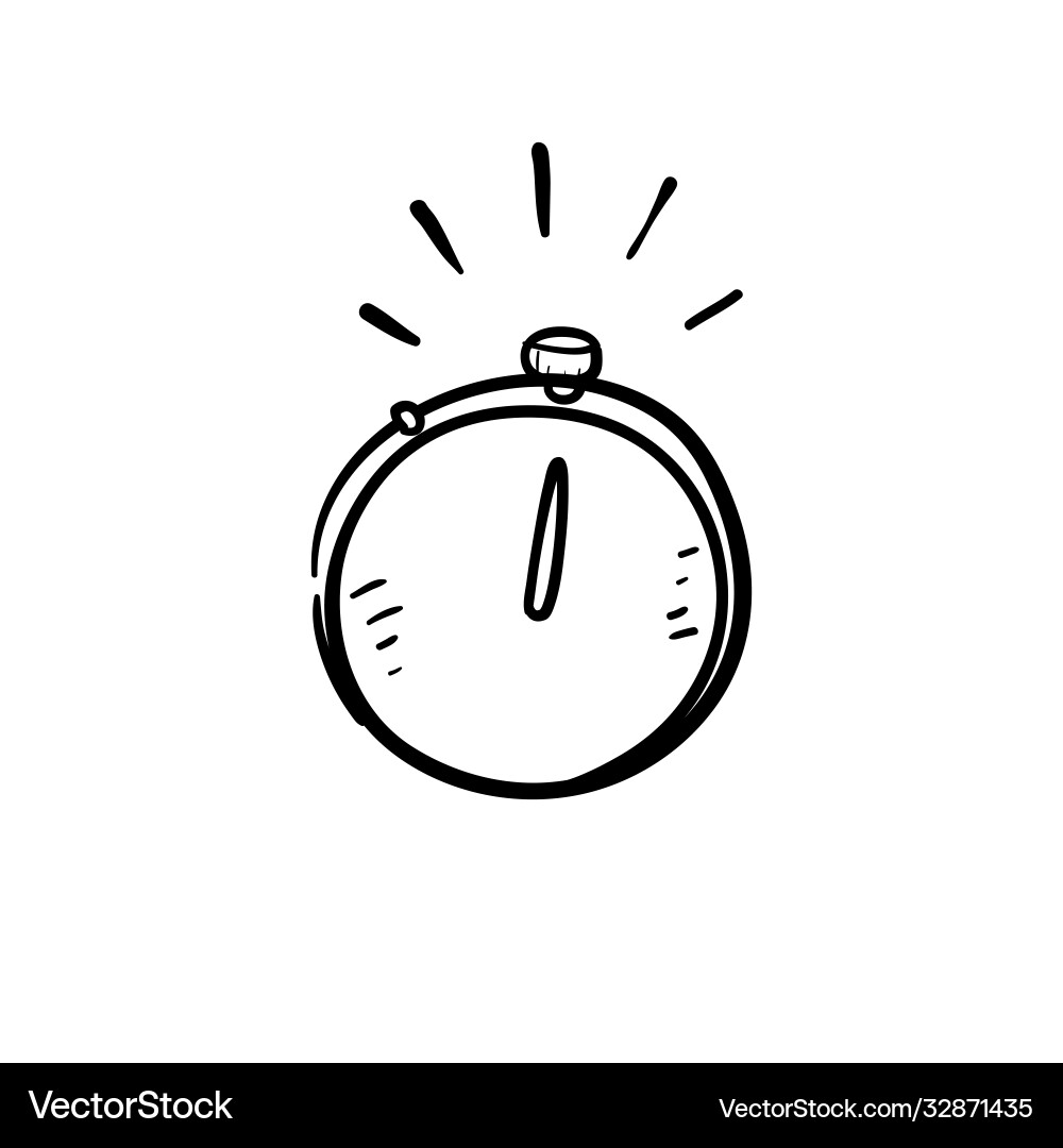 Hand drawn stopwatch timer symbol for fast time Vector Image