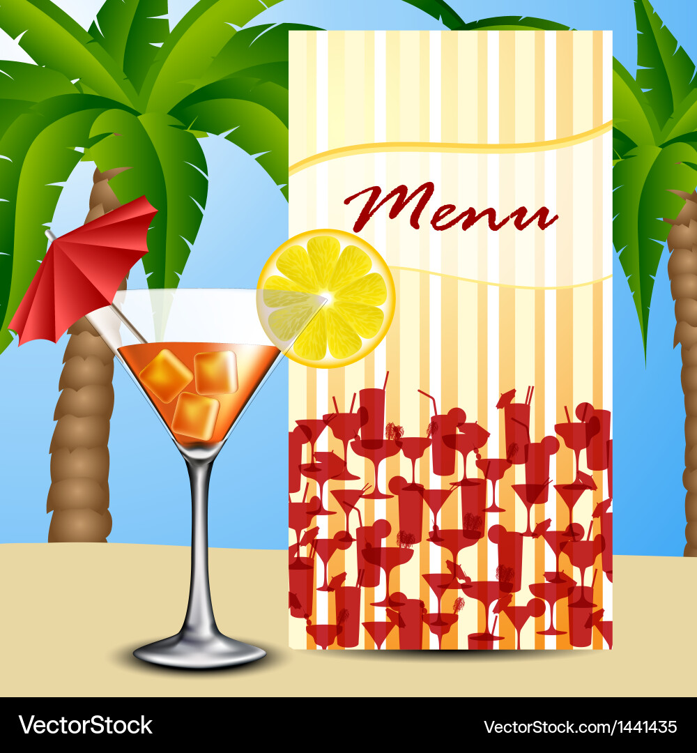 Menu with cocktail Royalty Free Vector Image - VectorStock
