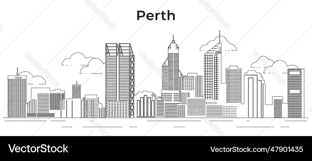 Perth skyline line art Royalty Free Vector Image