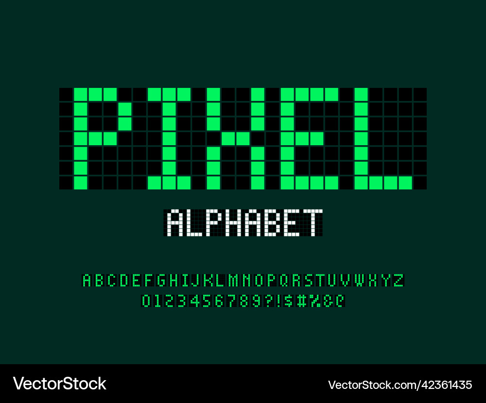 Pixel font Royalty Free Vector Image - VectorStock