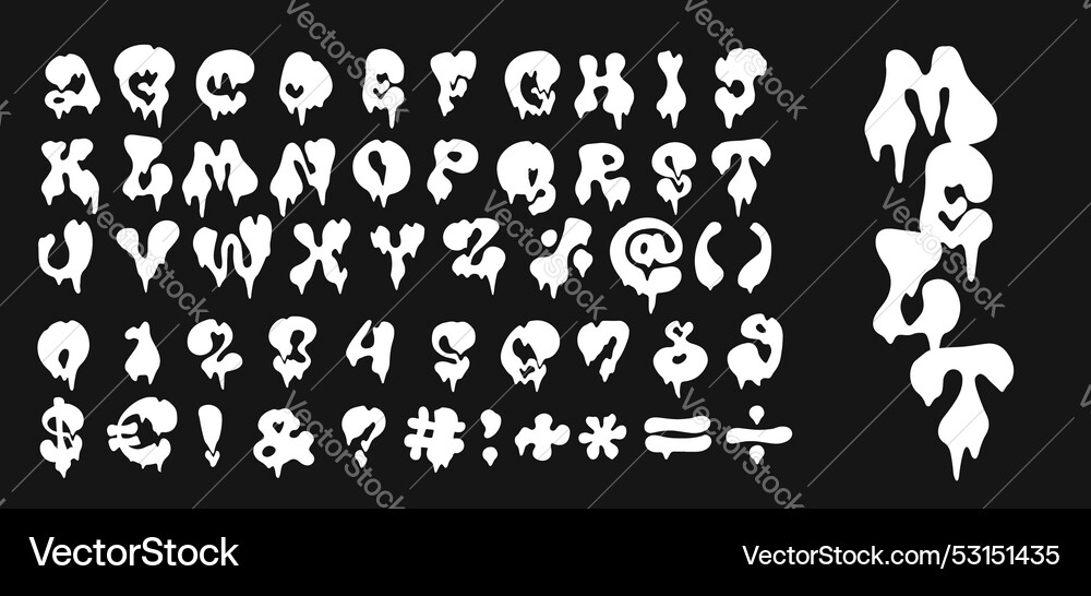 Slime melting alphabet melted Royalty Free Vector Image