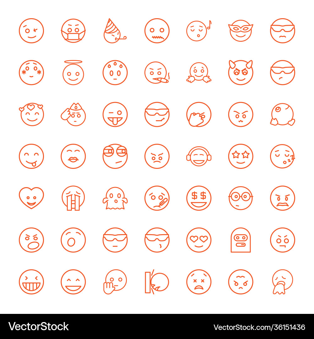 49 Emoji-Symbole Lizenzfreies Vektorbild - VectorStock