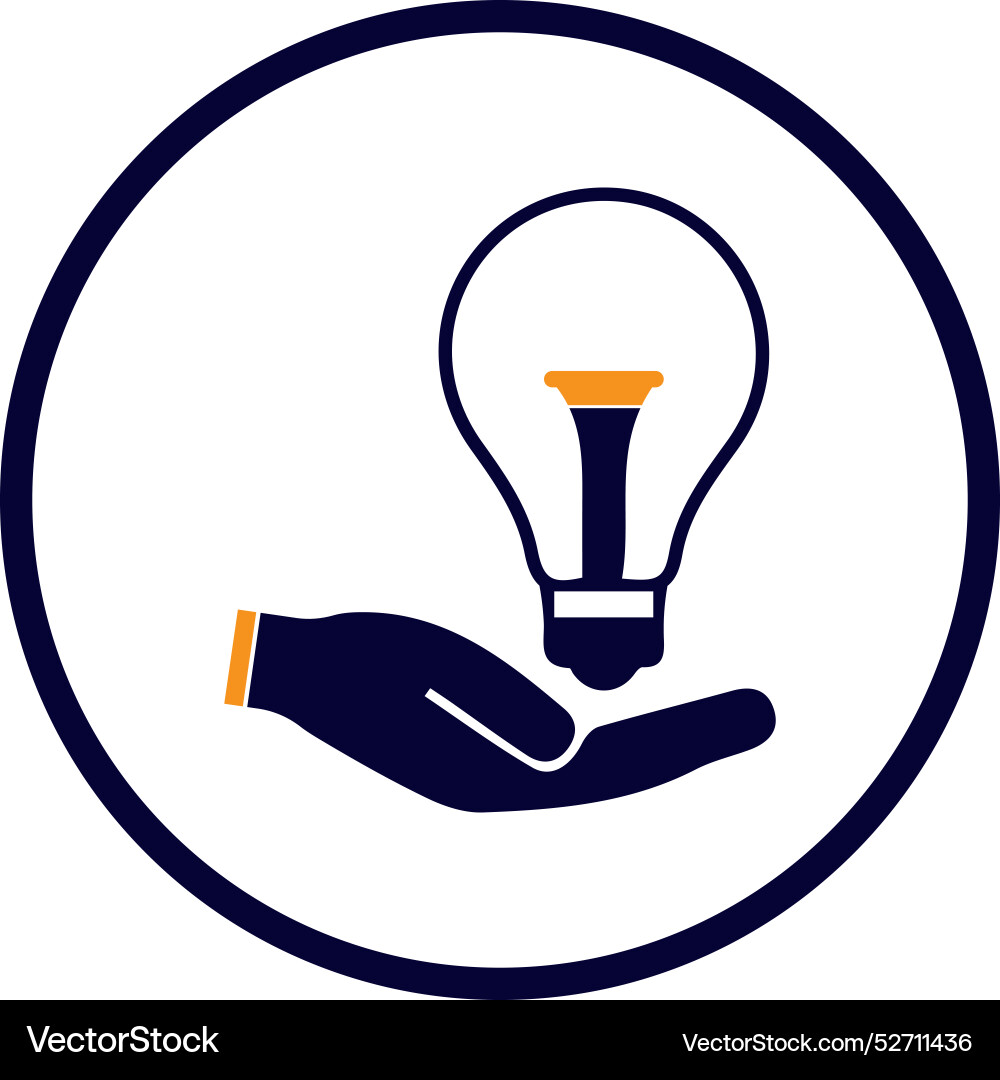 Bulb electric hand on icon Royalty Free Vector Image