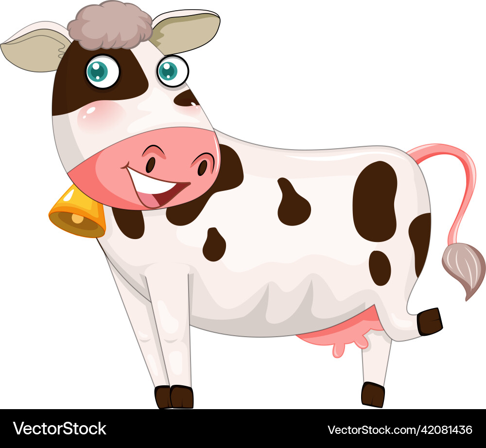 Happy cow cartoon character Royalty Free Vector Image