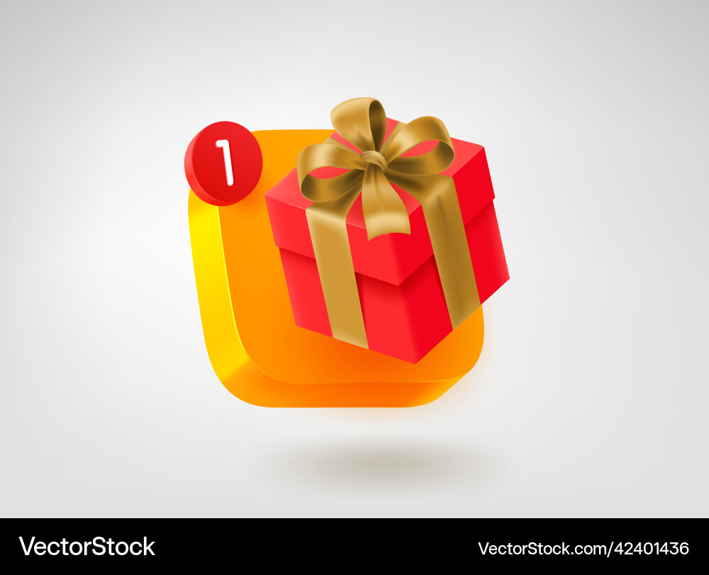 Holiday gift box button 3d mobile application icon