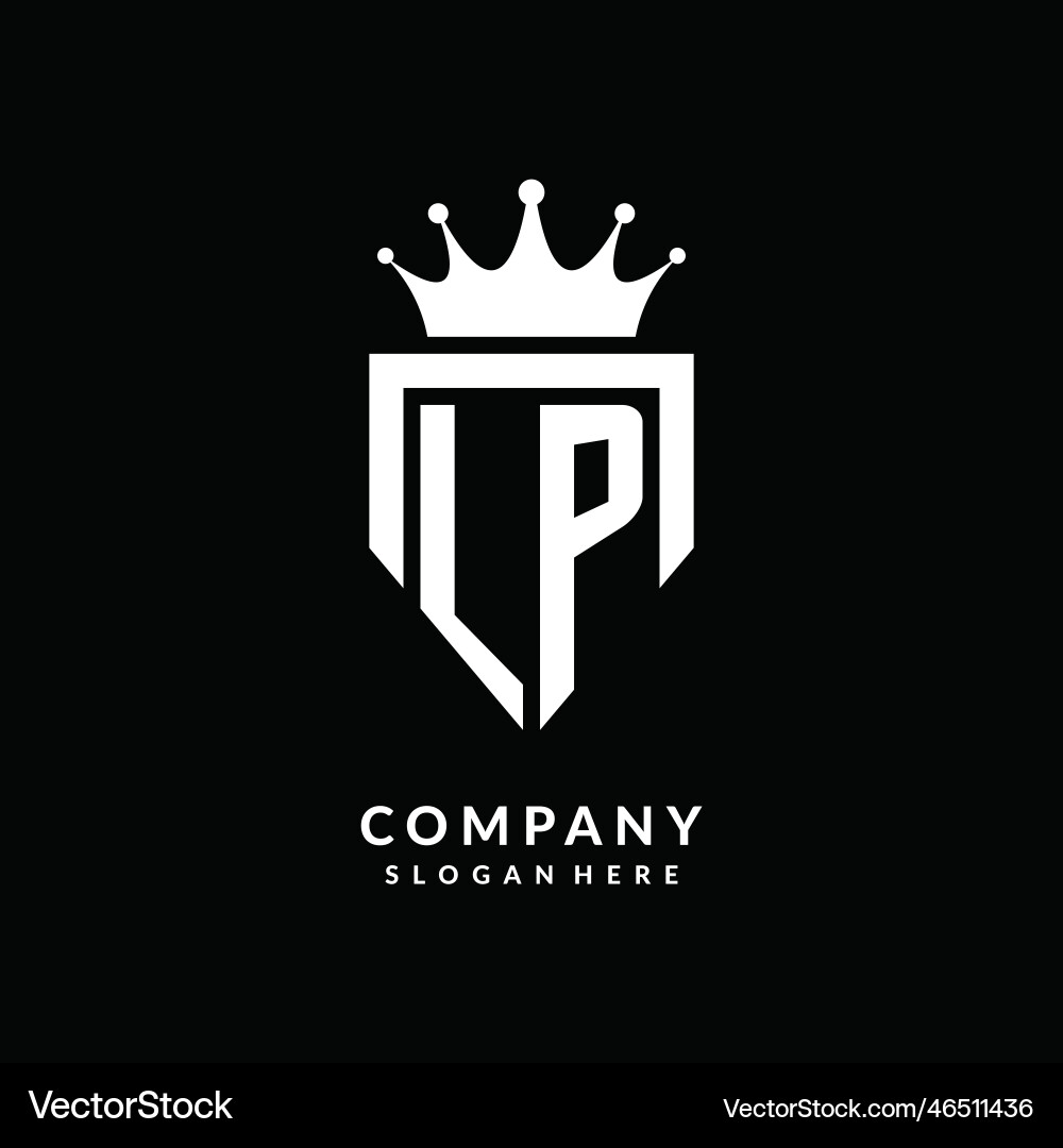 Letter lp logo monogram emblem style with crown Vector Image