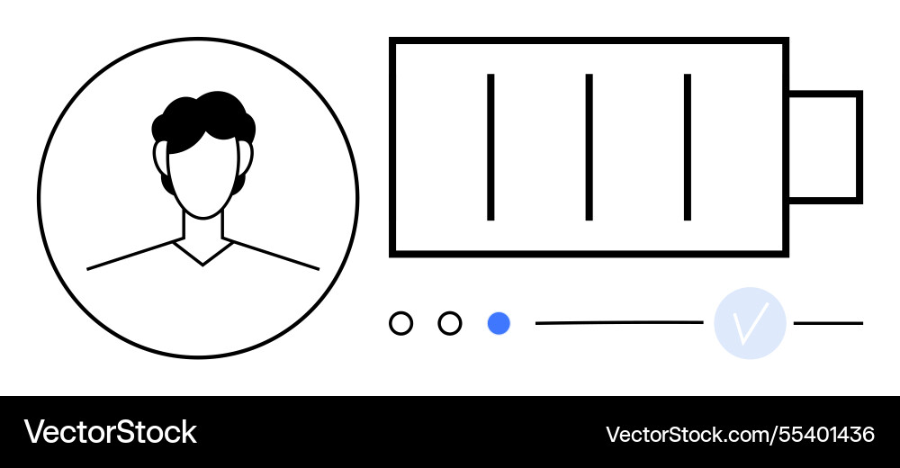 Person icon with battery charge indicator Vector Image