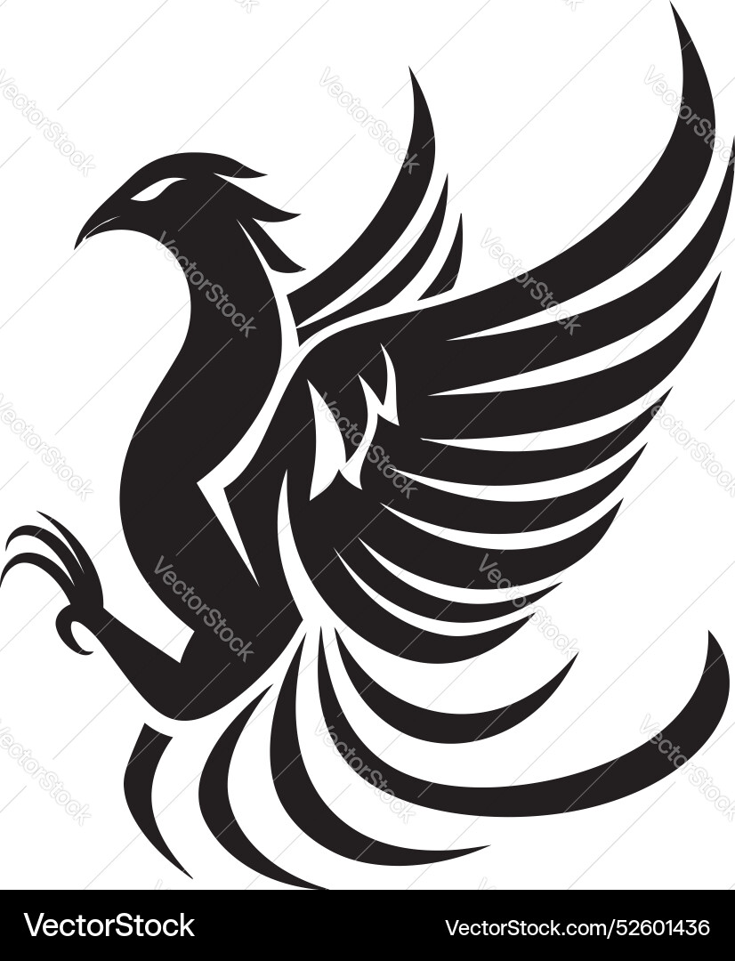 Phoenix essence hand drawn symbol of legendary Vector Image
