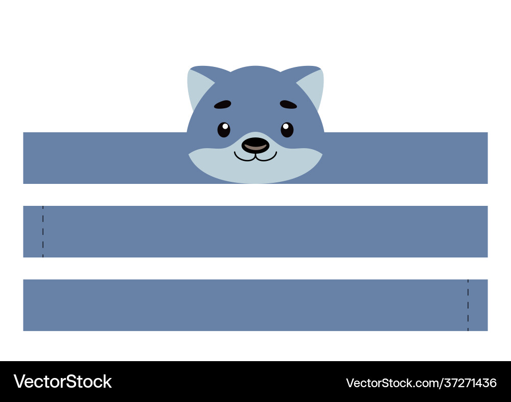 Printable wolf paper crown party headband die cut Vector Image