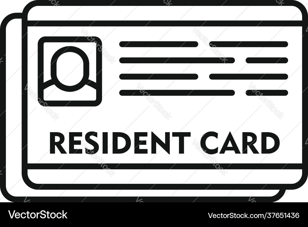 Resident card icon outline style Royalty Free Vector Image