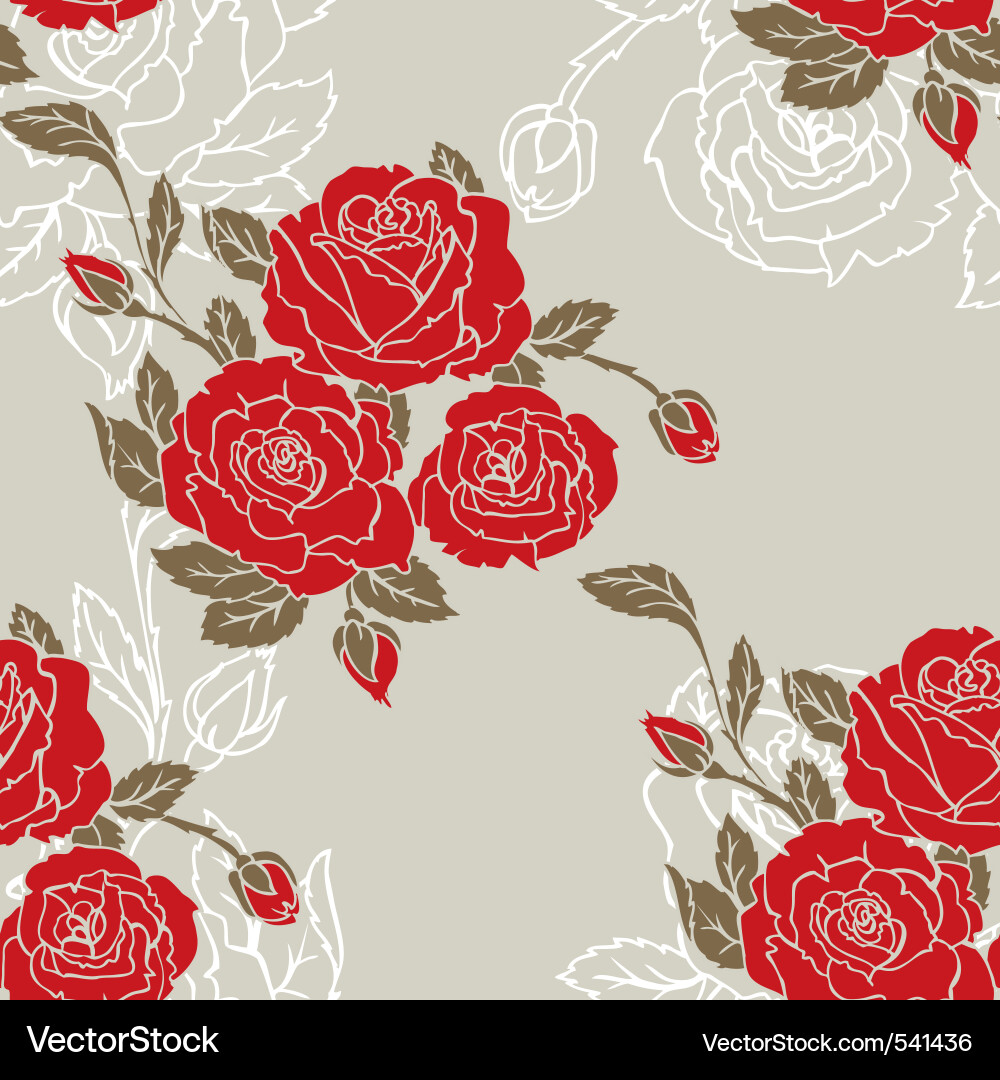 Roses seamless pattern red Royalty Free Vector Image